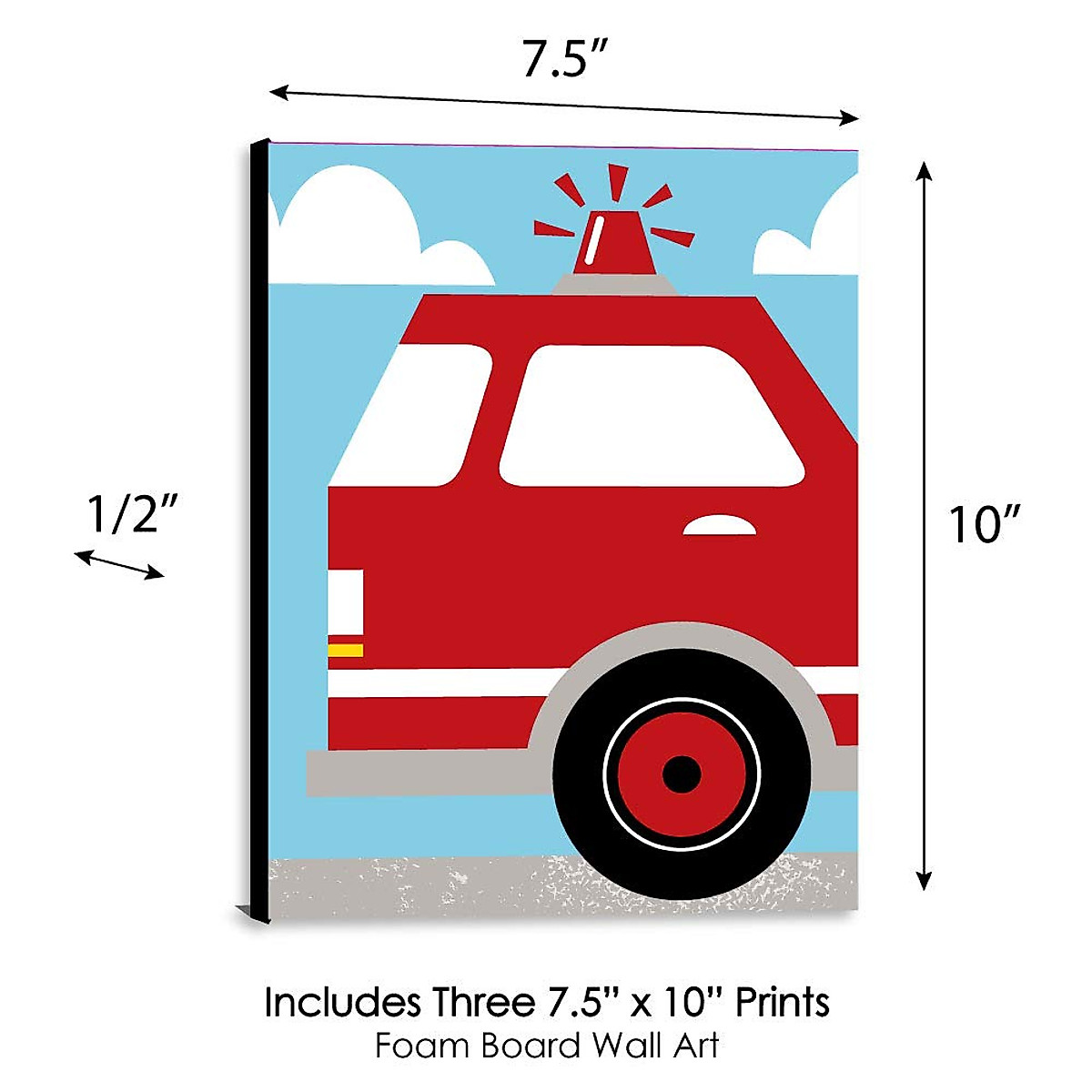 Big Dot of Happiness Fired Up Fire Truck - Firefighter Firetruck Nursery Wall Art and Kids Room Decorations - Gift Ideas - 7.5 x 10 inches - Set of 3 Prints