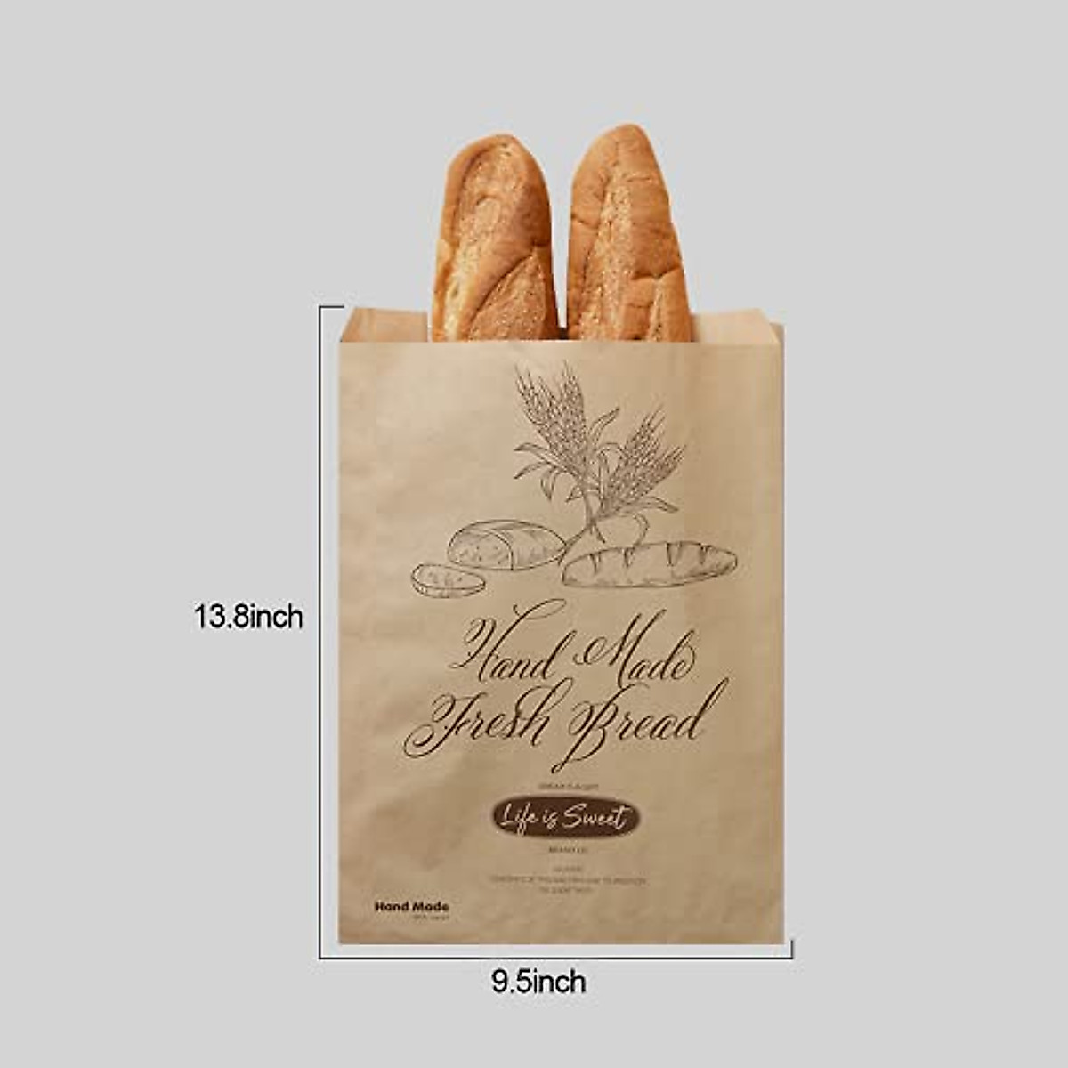 50 Pack 13.8 X 9.5 Inch Kraft Paper Bread Bags for Homemade Bread, Large Paper Bakery Bags for Bread Loaves, Eco Friendly Bread Packaging Storage Loaf Bags for Home Kitchen Bakery.…