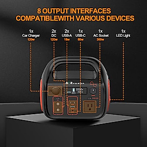 ATZ POWER Portable Power Station, Solar Generator 296Wh Power Bank with 110V Pure Sine Wave AC Outlet 80000mAh Lithium Battery Generators for Home Use, Camping, Travel, Emergency Backup