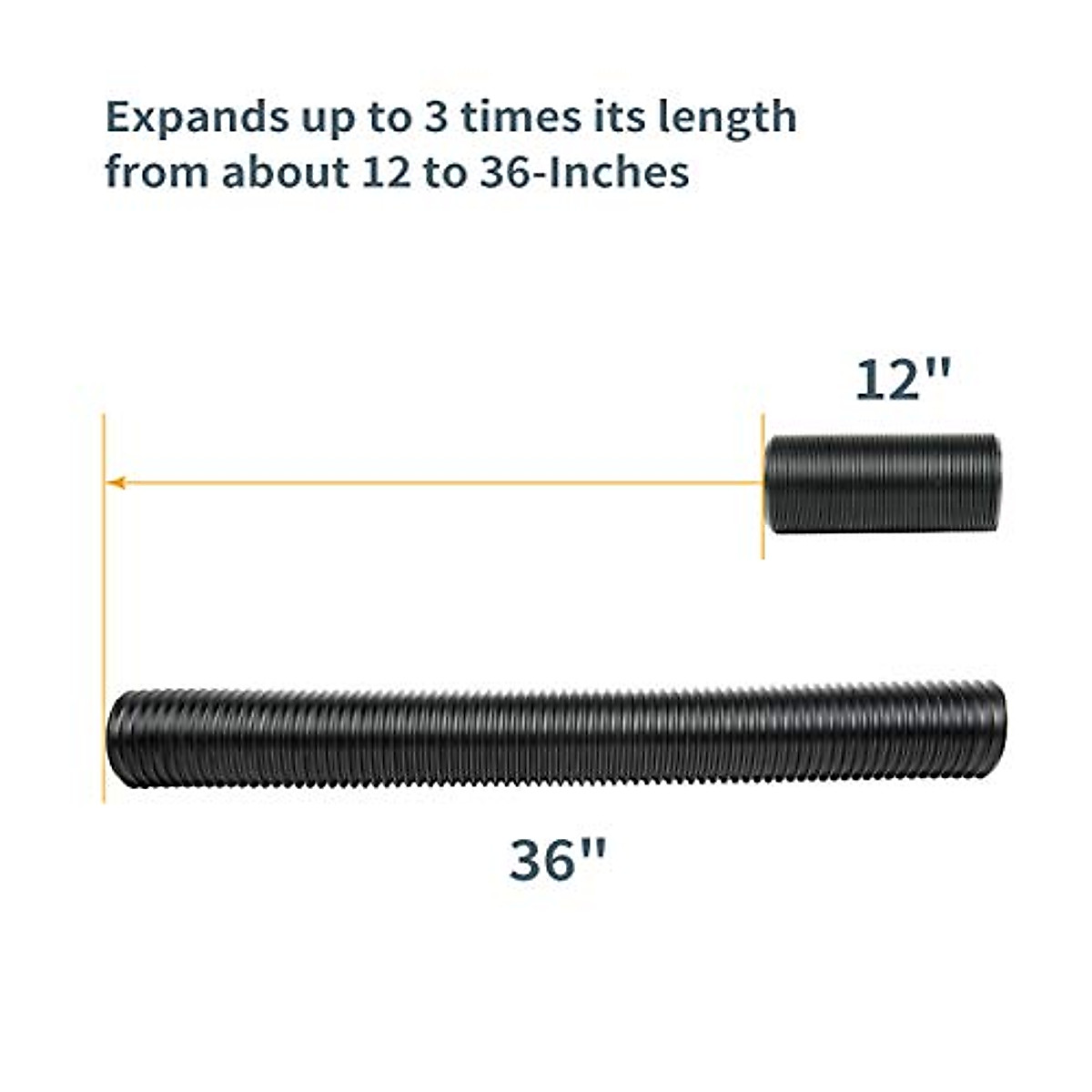 POWERTEC 70198 2-1/2-Inch Flexible Dust Collection Hose 36-Inch Long, black, 2-1/2-Inch