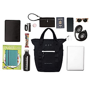 Sherpani Via, Nylon Backpack Tote with Coin Purse, Backpack for School, Backpack Purse for Women, Christmas Gifts, Fits 15 Inch Laptop (Black)