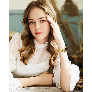 Dilando Cool Chain Metal Link Bands Compatible with Apple Watch 40mm 38mm 41mm 42mm 44mm 45mm Women Men, Gold Stainless Steel Bracelet with Bling Case for Iwatch SE Series 8 7 6 5 4 3 2 1 (Gold, 40mm)