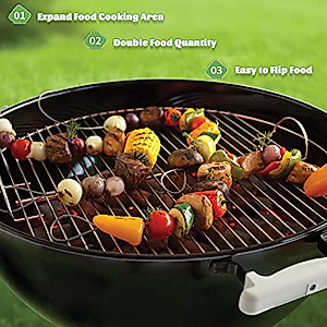 QQPOLE 29Inch Flexible BBQ Skewers for Grilling, Stainless Steel Easy Flip Barbecue Skewers 29" Set of 8 Pack Reusable Kabob Skewers