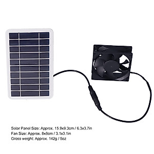 Fafeicy 2.5W Solar Panel Fan, Polysilicon Solar Pet Exhaust Air Flowing Fan, with Dual Female USB Ports, for Outdoor Breeding Planting, 5V 0-400MA, Solar Panels