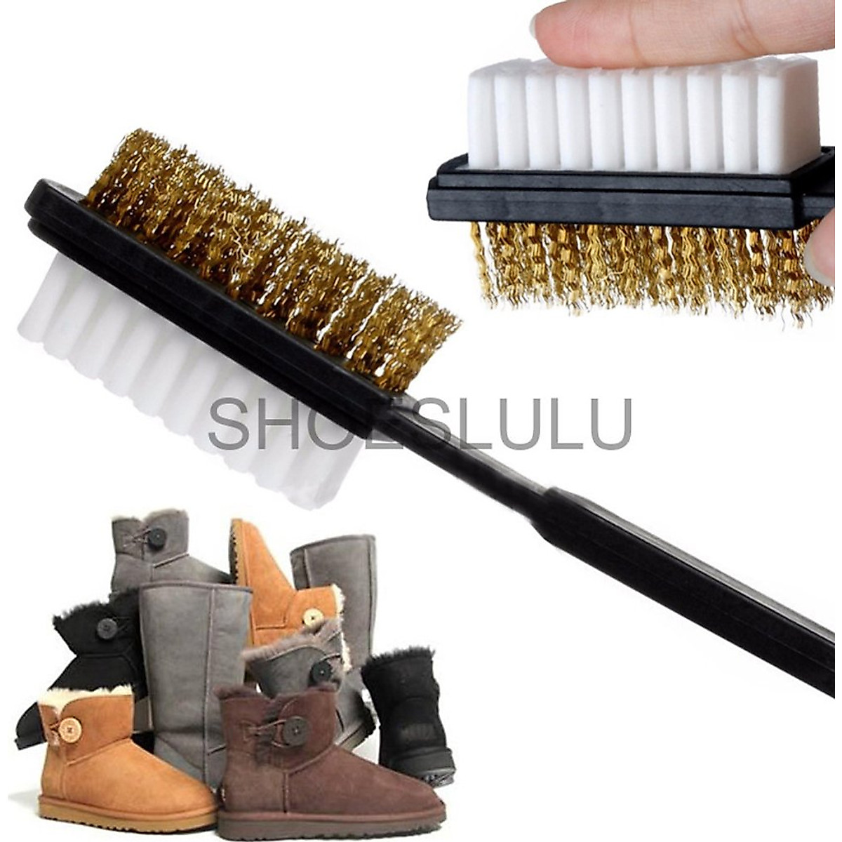 Shoeslulu Suede & Nubuck 2 Ways Leather Larger Brush Cleaner (1 Pack, Longer Wires [Larger Surface])