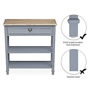 Kinfant Console Entryway Table with Storage - Gray Console Table with Drawer and Storage Shelf, Wood Sofa Table for Living Room Bedroom Hallway