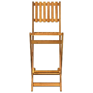 vidaXL 2 pcs Solid Acacia Wood Folding Patio Bar Stools - Farmhouse Style Outdoor Seating - Sturdy and Durable Construction - Comfortable High Chairs for Garden, Balcony