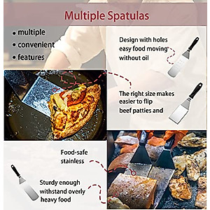 Griddle Accessories Tool-40pcs Flat Top Griddle Set,Stainless Steel Griddle Utensils with Spatulas,Tongs,Fork,Glove,Burger Press,Cleaning Brush.