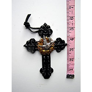 Upscaled Black Metal SUNFLOWER Hummingbird WALL CROSS Decor, Hummingbird Cross, Office home cross, upcycled religious art, Christian gift