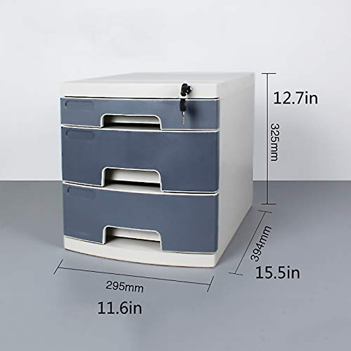 BXYXJ Desktop Drawer Organizer, Multi Functional 3/5 Tier A4 File Cabinet, for Desktop Office Supplies, with Security Lock and Label Index. (Size : 3 Layers)