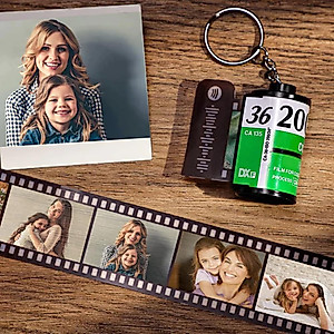 Personalized Spotify Photo Keychains Custom Camera Film Roll Song QR Code Keychain MultiPhoto Reel Album Retro Custom Gift Birthday Holiday for Lover Dad Mom Kids Boyfriend Girfriend (15 Photo)