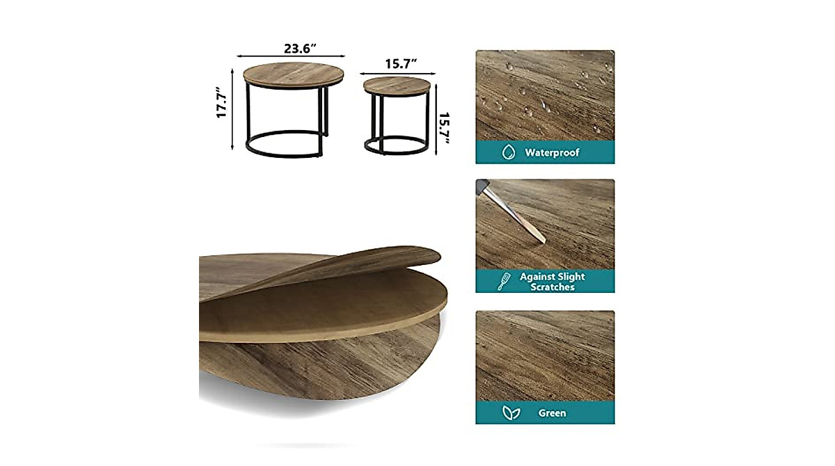 Smuxee Nesting Coffee Tables Set of 2 – Stylish Space-Saving Design