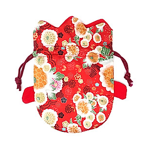 Honbay Cute Japanese Style Goldfish Drawstring Bag Gift Bag Cosmetic Bag Jewelry Pouch Coin Purse, 22x15cm/8.7x5.9inch (Red)