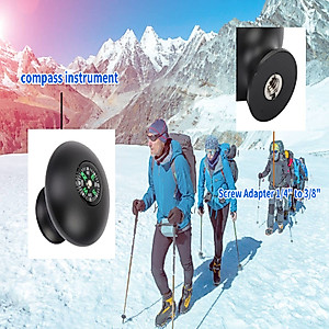 Trekking Poles Knob Handle Grip, Outdoor Universal Monopod Walking Stick Knob, Compass Monopod Tripod Head with 3/8" Screw Hole