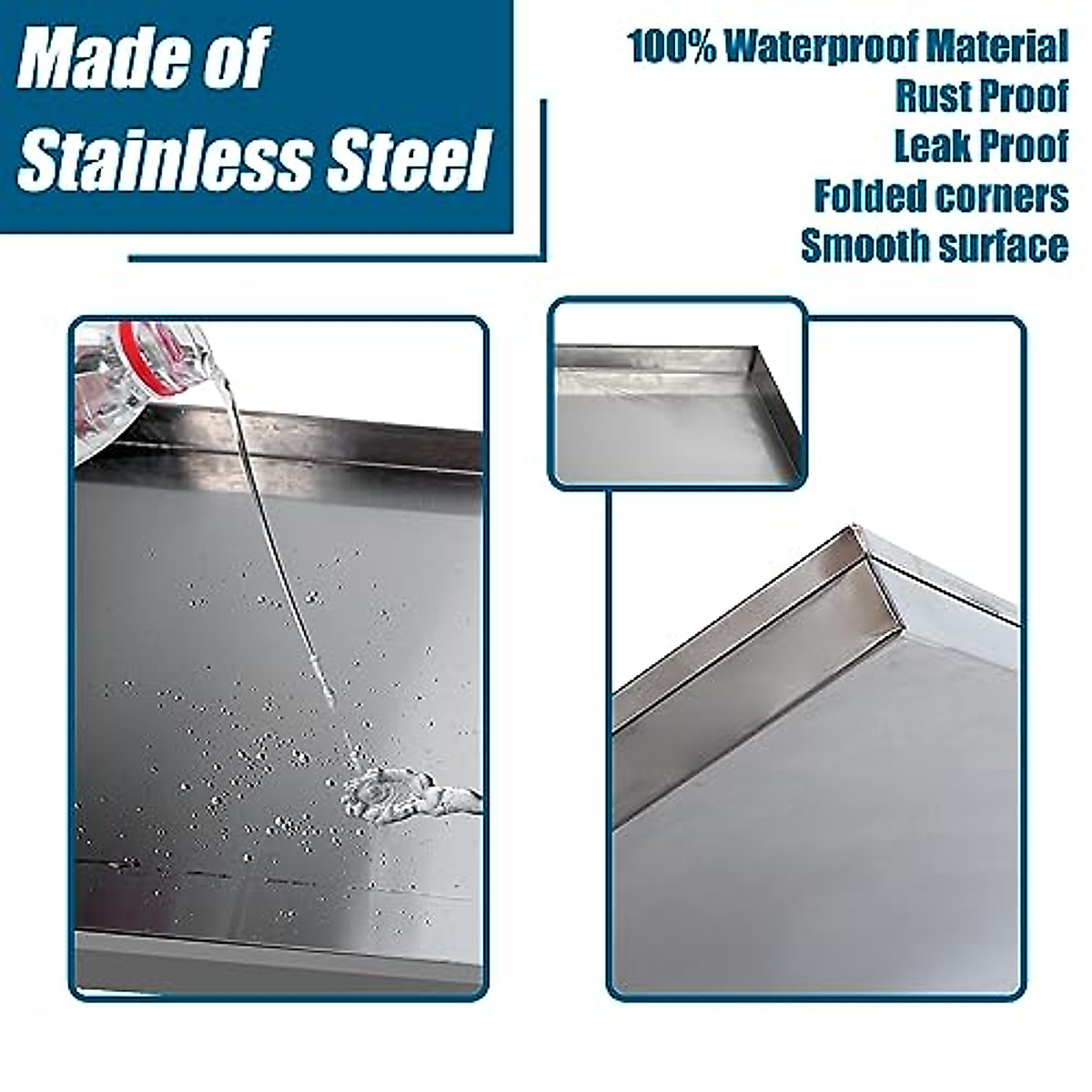 Confote Stainless Steel Replacement Tray for Dog Crate, 41.1"x26" Pet Cage Floor Pan Chew-Proof & Crack-Proof