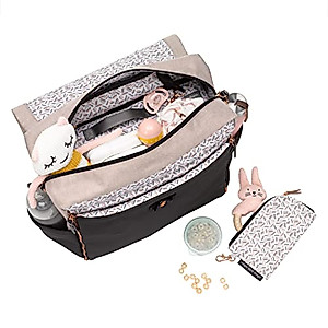 Petunia Pickle Bottom Boxy Backpack, Diaper Bag, Stylish Baby Bag, Spacious Backpack, On-The-Go Moms, Sand/Black