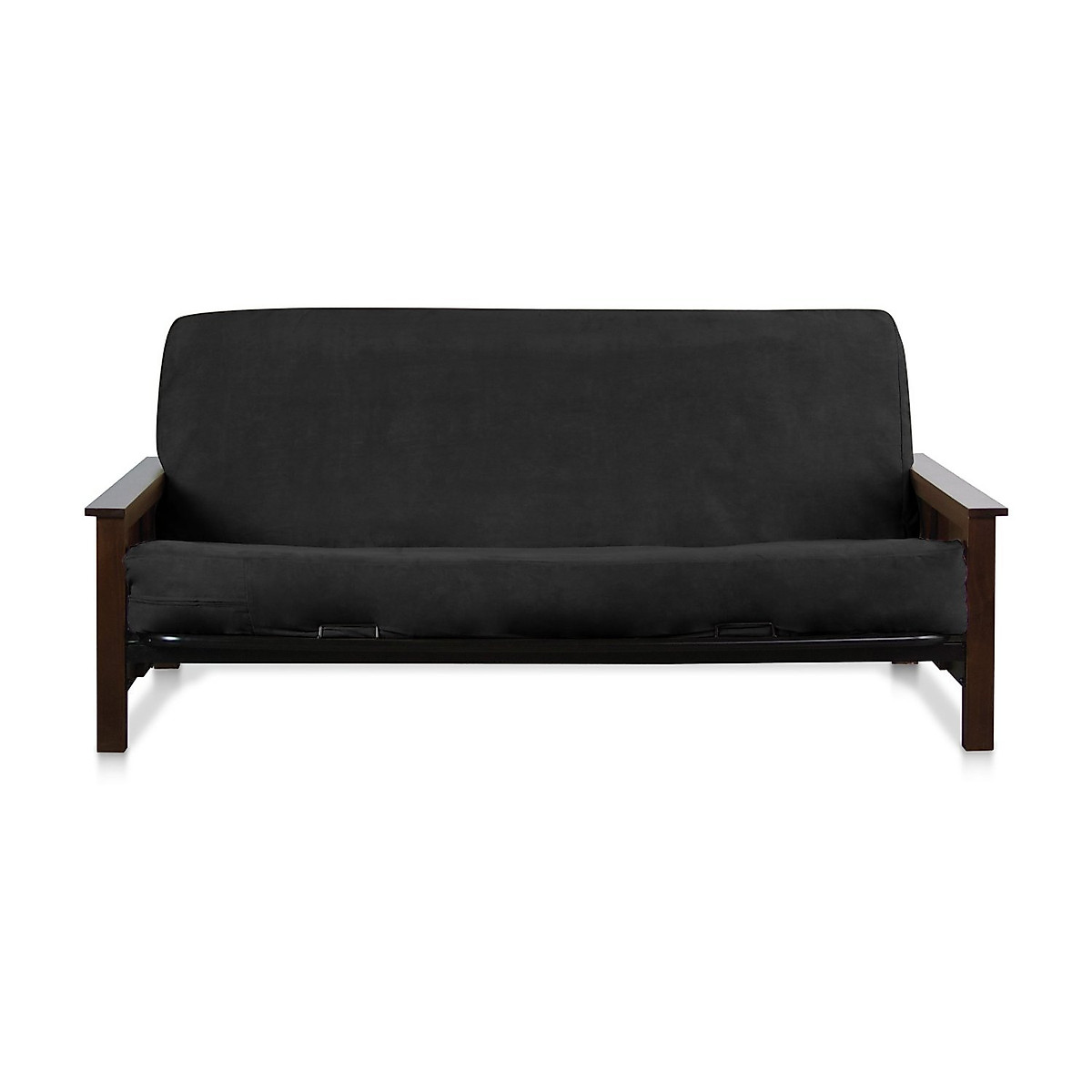 OctoRose Full Size 54x75x8inch 3 Side Zipper Classic Soft Micro Suede Futon Cover Slipcover Sofa Day Bed Mattress Cover Couch Protector (Cover ONLY) (Black)