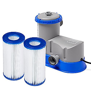 Bestway 1500 GPH Above Ground Swimming Pool Filter Pump 110-120V includes GFCI, Two Hoses, and Type III/A Replacement Filter Cartridges, 2 Pack
