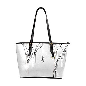 InterestPrint Black Spider and Torn Web Women Handbag Shoulder Bags Tote PU Leather Handbag