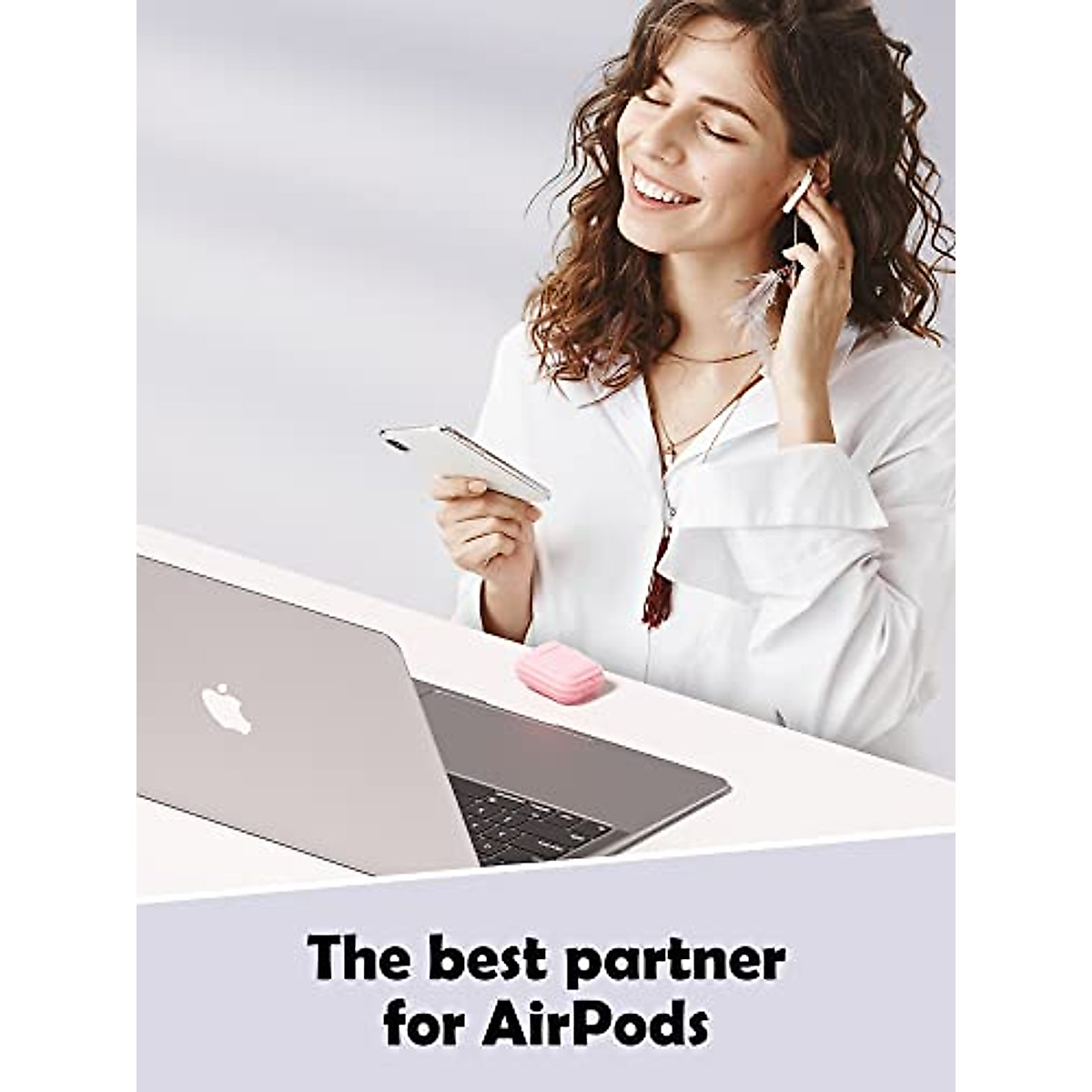 Eralierk [2 Pack] AirPods Silicone Protective Case Cover, with Keychain Compatible with Apple AirPods 2nd & 1st Generation, Front LED Visible (Black/Pink)