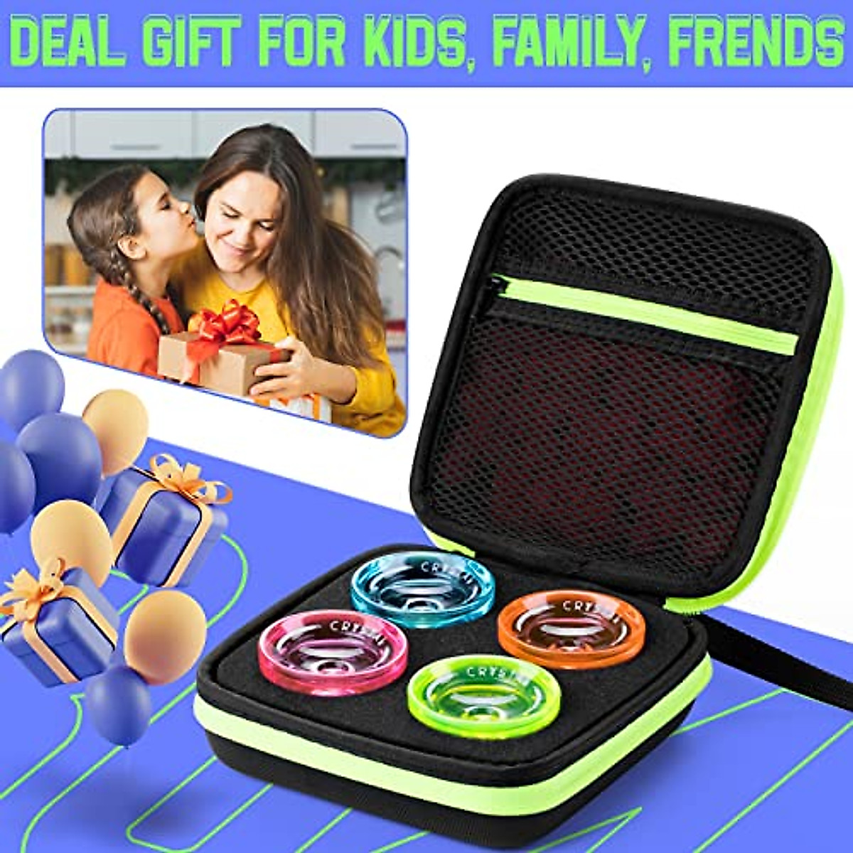 MAGICYOYO Professional Yoyo Storage Case, Portable 4 Hole Case, Protective Bag with Interior Zip Mesh for Yo-yo and Accessories (Black Green)