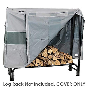 Sunnydaze Log Rack Cover - Gray with Green Stripe - 300D Polyester with PVC Backing - Heavy Duty Outdoor Accessory for Patio, Deck and Backyard - 5-Foot