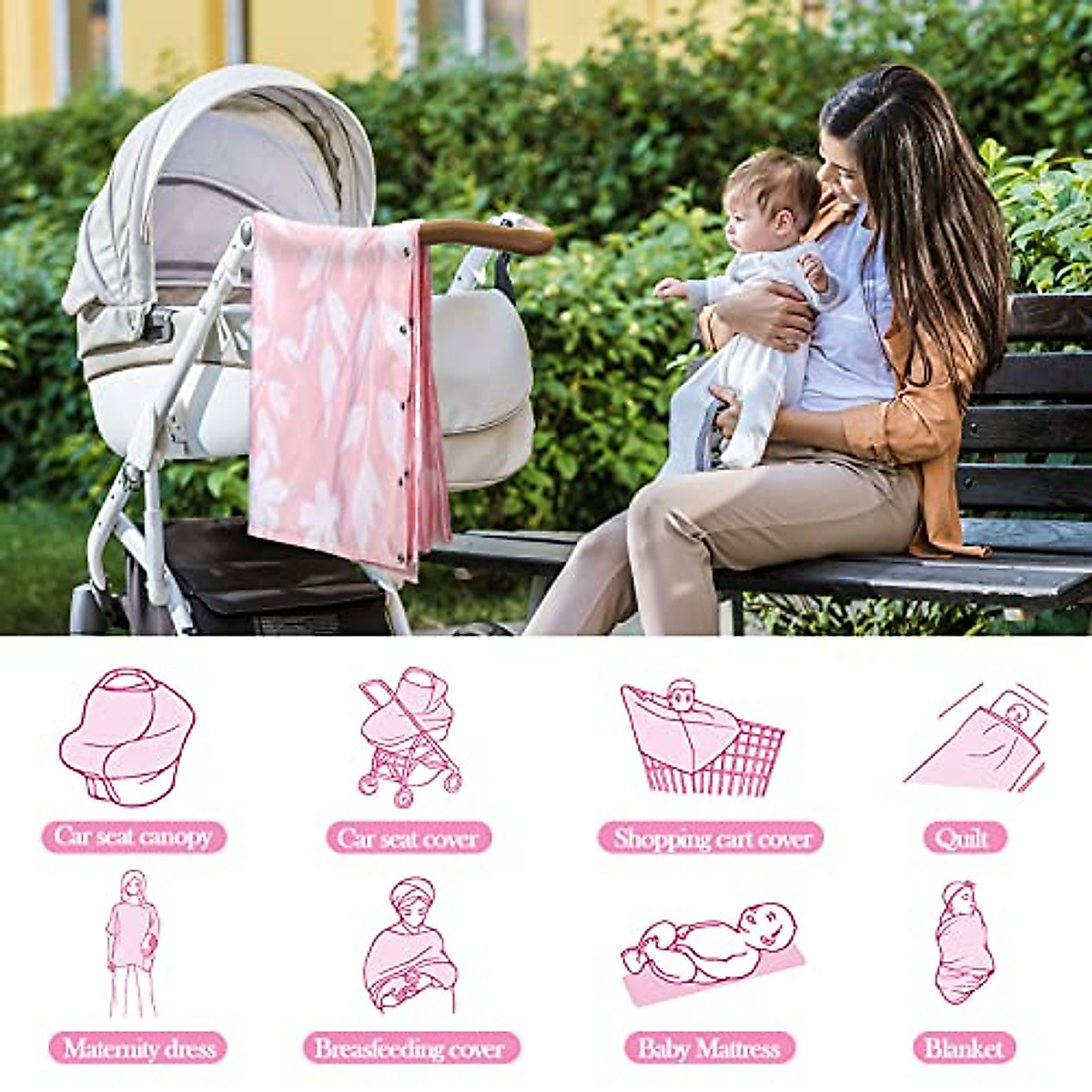 2 Pcs Baby Nursing Cover for Breastfeeding Soft Breastfeeding Cover for Infants Babies Nursing Apron Cover with Flowers and Leaf for Mother Breastfeeding