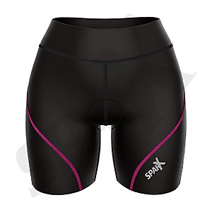 Sparx Energy Women Triathlon Shorts| Womens Triathlon Bike Short 7” Tri Shorts Women (Pink Seams)