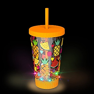 GILANO 16oz Kids Tumbler Water Drinking Bottle with LED Light Up - BPA Free, Straw Lid Cup, Reusable, Lightweight, Spill-Proof Water Bottle with Cute Design for Girls & Boys (Mermaid)