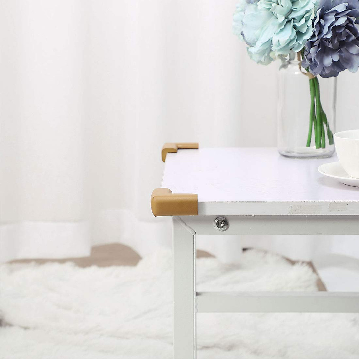 uxcell 2pcs Foam Furniture Desks Edge Cover Pads Protectors Corner Cushions Bumpers Guards Light Brown