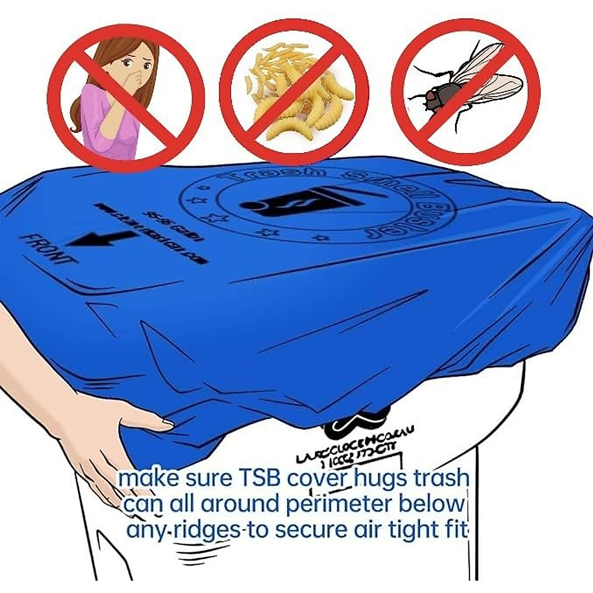 trash smell buster, Trash Can Cover, Odor Eliminating Bag with Elastic Rubber Band, Lemon Scented, Eliminates Odor from Trash, Durable, Effective, 95 Gallon, 1 Cover