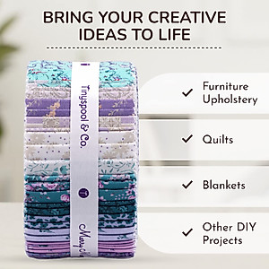 Tinyspool & Co. Jelly Roll Fabric Strips for Quilting, Crafting, and Sewing, 40 Strip Assorted Bundle, Soft Cotton for Blanket, Rug, Upholstery, Home Decor, and Purse Making, Merry Mermaid