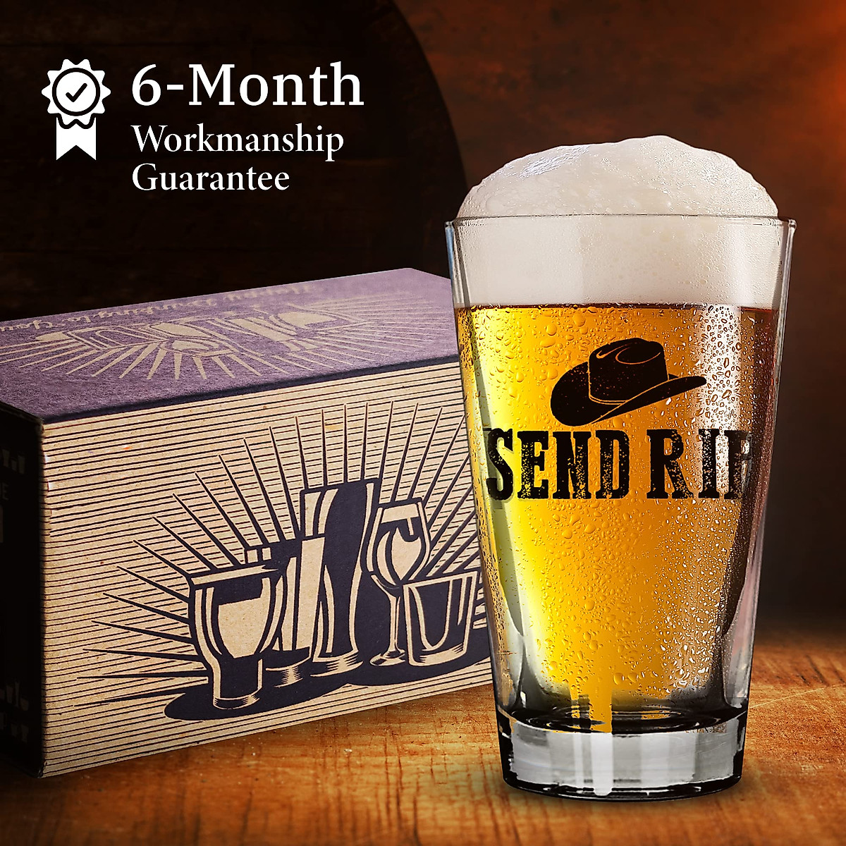 Toasted Tales Send RIP | 2 Novelty Old Fashioned Whiskey Scotch Glass Tumbler 11 oz. | Chip Resistant | Gift Set of 2