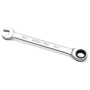 Jetech 13mm Ratcheting Combination Wrench - Metric Industrial Grade Cr-V Steel Gear Spanner in Polished Chrome Finish