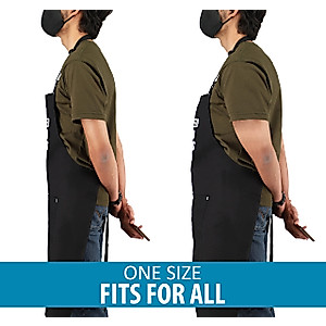 Exzillant - Embroidered Funny Aprons for Men - 3 pockets - Birthday, Christmas and Cooking Gifts for Dad, Brother, Husband - Polycotton -Black