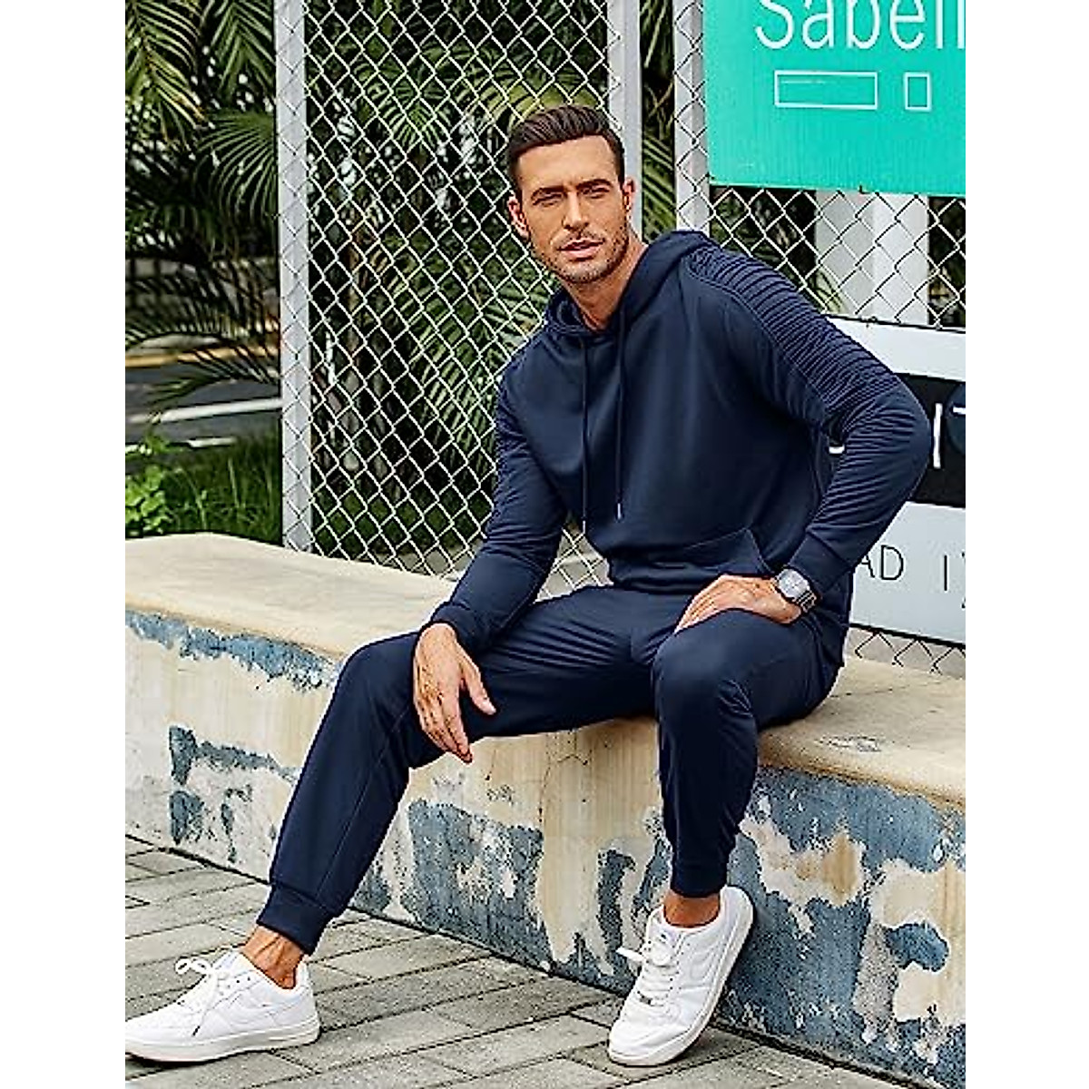 COOFANDY Men's 2 Piece Outfits Sweatsuit Slim Fit Hoodie Tracksuit Sets Fashion Jogging Athletic Suits