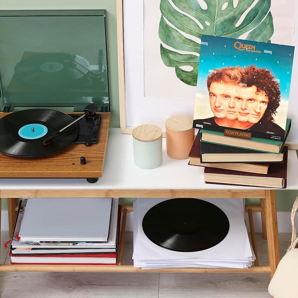 Now Playing Vinyl Record Stand | Vinyl Record Holder Display | Wood Records Storage Stands for Albums | Now Spinning Vinyl Accessories Rack