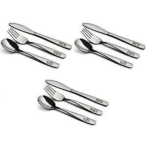 9 Piece Stainless Steel Kids Cutlery, Child and Toddler Safe Flatware, Kids Silverware, Kids Utensil Set Includes 3 Knives, 3 Forks, 3 Spoons, Total of 3 Place Settings, Ideal for Home and Preschools