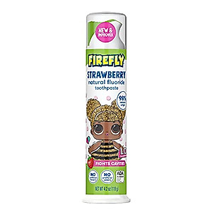 Firefly Kids' Anti-Cavity Natural Fluoride Toothpaste, L.O.L. Surprise!, ADA Accepted, Strawberry Flavor, 4.2 Ounce