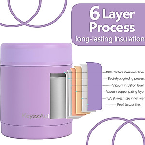 KeyzzAut Insulated Food Container 12oz Vacuum Insulated Food Jar Soup Thermos for Hot and Cold Food Kids Leak-Proof Stainless Steel Lunch Box Food Lunch Container(Purple)