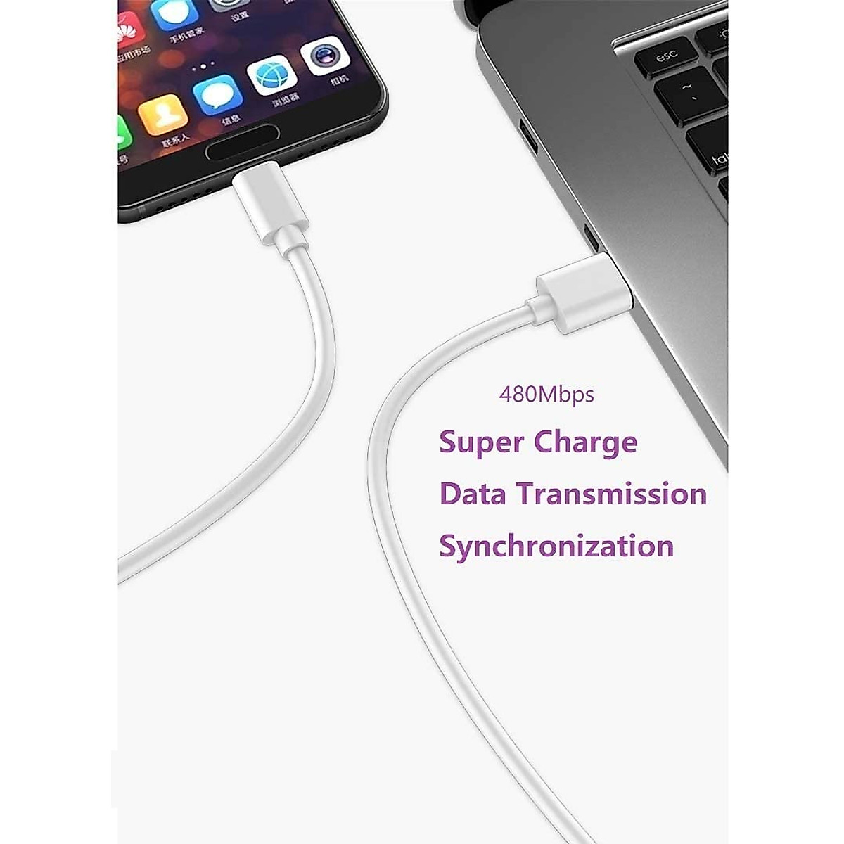 Super Charging Cable Replacement for Huawei P30 Pro 5A Supercharge USB Type C Cable, 6.6FT Super Fast Charge Type-C Cable for Huawei P20 Pro, Mate 20 Pro, Mate 10, P10 Plus, Mate 20 (6.6FT 2 Packs)