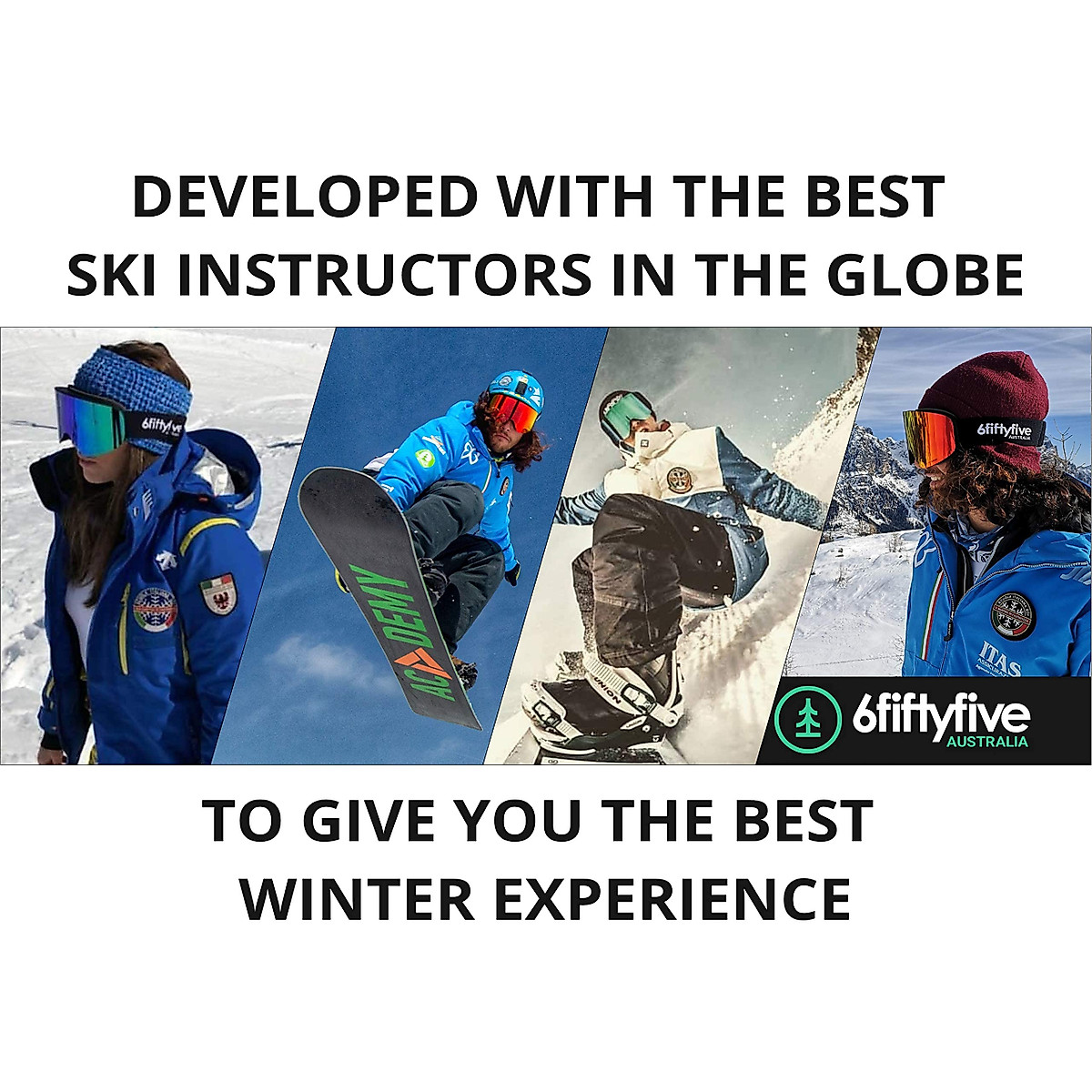 6fiftyfive - Ski Goggles Men and Women - Frameless, Full REVO Coating, Anti Fog, Magnetic Quick Change Lens, 100% UV400, OTG - Ski, Snowmobile and Snowboard