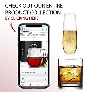 Bravario Unbreakable Glasses Bundle | 8 Wine, 8 Whiskey | Shatterproof 100% Tritan Plastic | Dishwasher-Safe | BPA-free | Awesome for Indoor & Outdoor, Gifts & Holidays