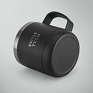 Swiss+Tech 14 oz Coffee Mug, Vacuum Insulated Mug Cup with Lid, Double Wall Stainless Steel Travel Tumbler Cup, Corrosion Resistant, BPA Free (Black)