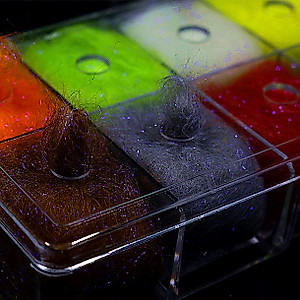 WellieSTR 1Pc Empty Acrylic Dubbing Storage Boxes with 10 compartments&Outlet Holes Luxury Dubbing Dispenser Fly Tying Tackle Box