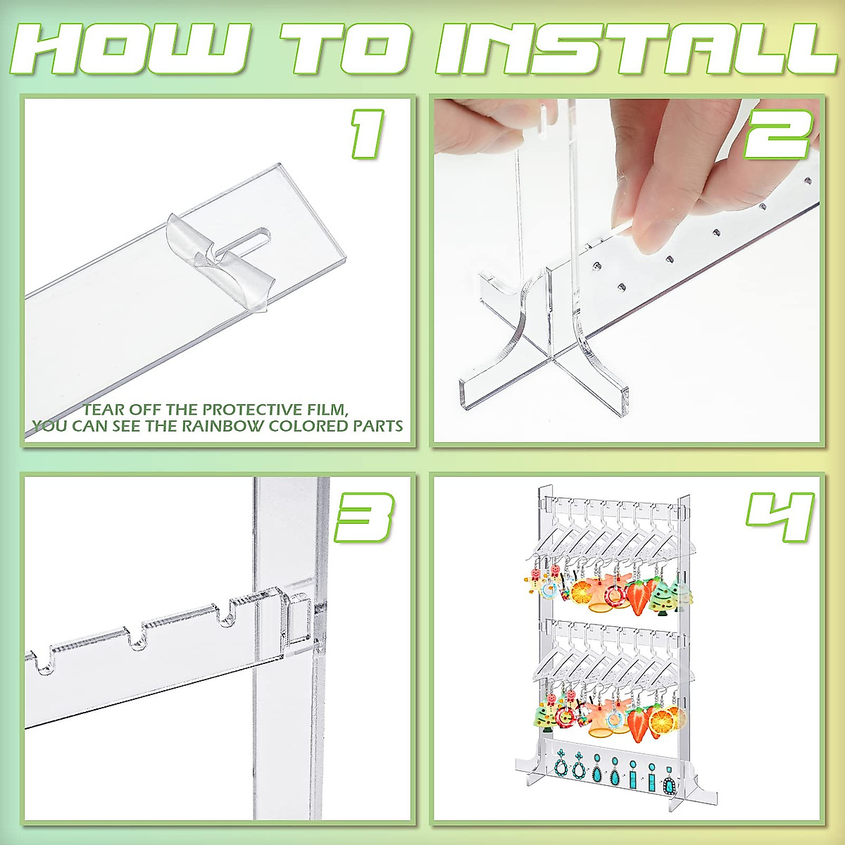 BBTO Earring Hangers Holder Organizer Mini Earring Necklace Coat Hanger Acrylic Rack Jewelry Stand Earring Display Stand for Women Ear Stud for Mother's Gift(Transparent)