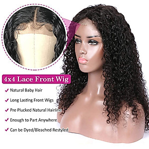 Josblue 4x4 Deep Wave Lace Closure Wigs Human Hair for Black Women Curly Human Hair Wigs Glueless Wigs Human Hair Pre Plucked Deep Wave Peruvian Virgin Wet and Wavy Human Hair Wigs 150% Density