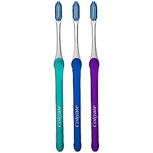 Colgate Slim Soft Toothbrush, Gliding Tips, Compact Soft (Colors Vary) - Pack of 3