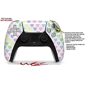 WraptorSkinz Skin Wrap compatible with Sony PS5 DualSense Controller Pastel Hearts on White (CONTROLLER NOT INCLUDED)