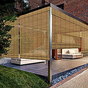 LETAU Wood Window Roman Shades, Bamboo Light Filtering Window Blinds for Outdoor Home, Office, Kitchen, Pattern 6